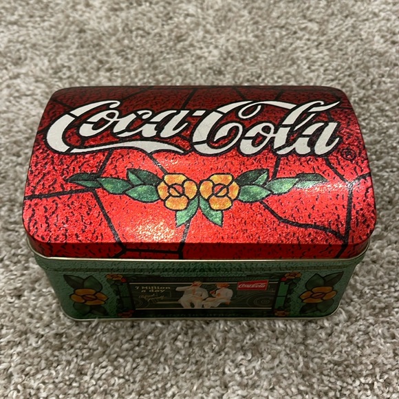 Coca Cola | Other | Cocacola Vintage Stained Glass Hinge Top Tin | Poshmark